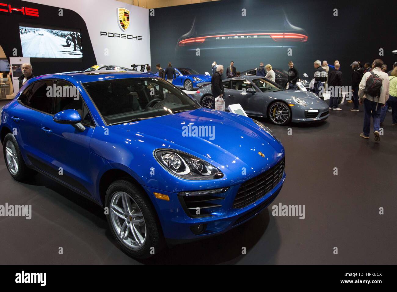 Toronto, Ontario, Canada. 22nd Feb, 2017. The Porsche cars on display ...
