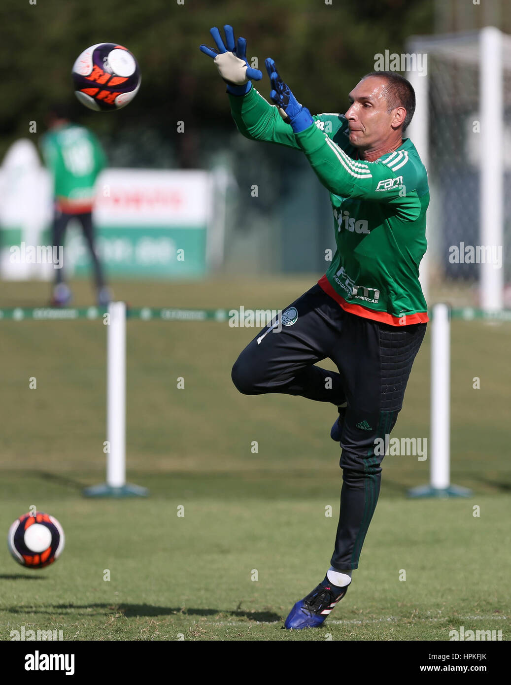 SÃO PAULO, SP - 23.02.2017: TREINO DO PALMEIRAS - The goalkeeper ...
