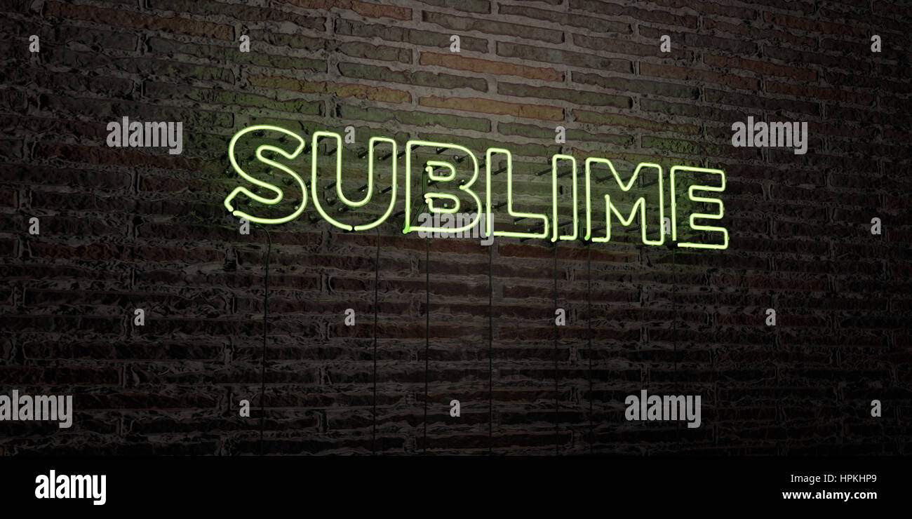 SUBLIME -Realistic Neon Sign on Brick Wall background - 3D rendered ...