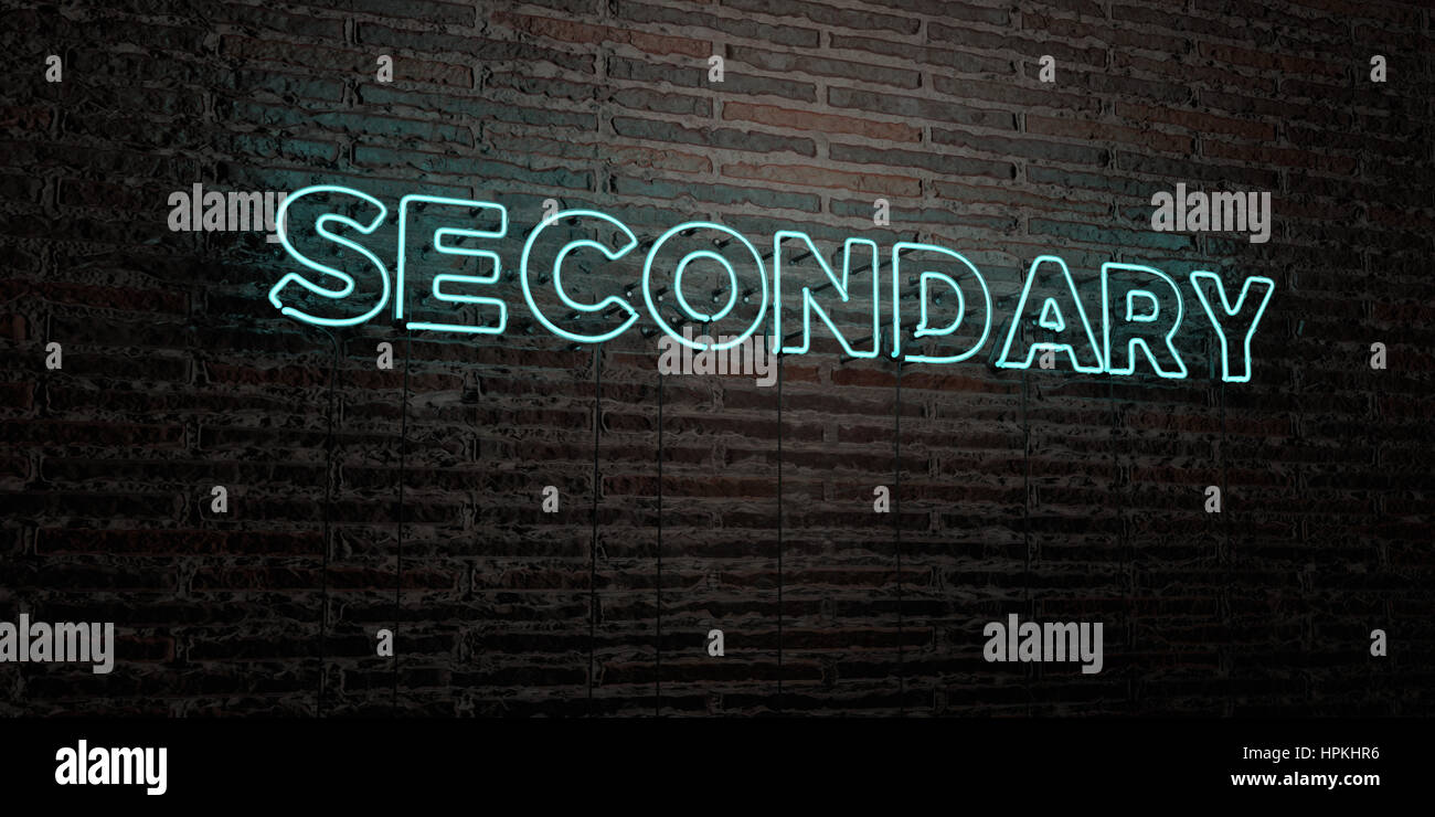 SECONDARY -Realistic Neon Sign on Brick Wall background - 3D rendered ...