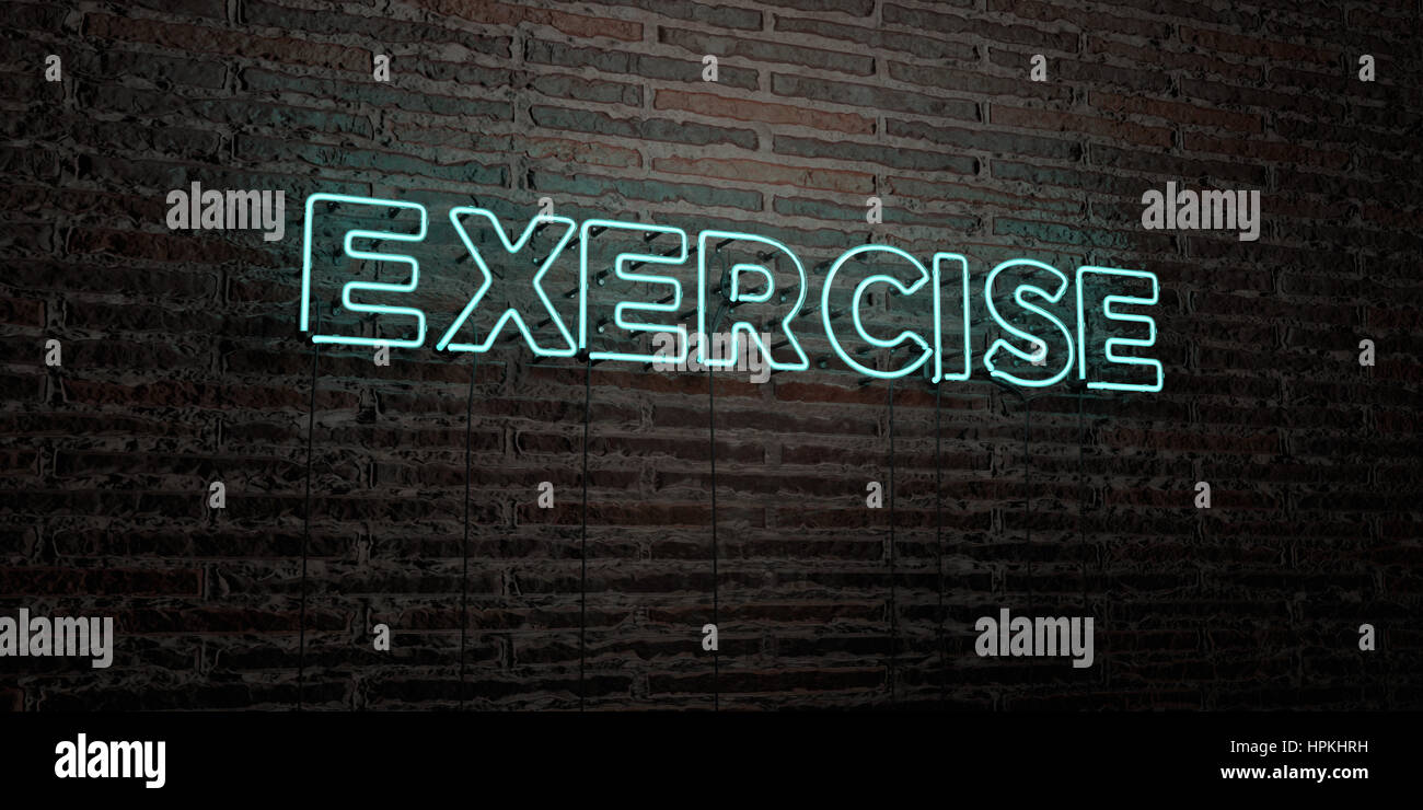 EXERCISE -Realistic Neon Sign on Brick Wall background - 3D rendered ...
