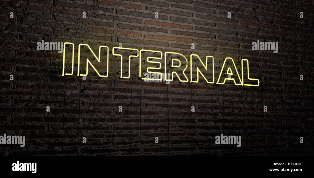 INTERNAL -Realistic Neon Sign on Brick Wall background - 3D rendered ...