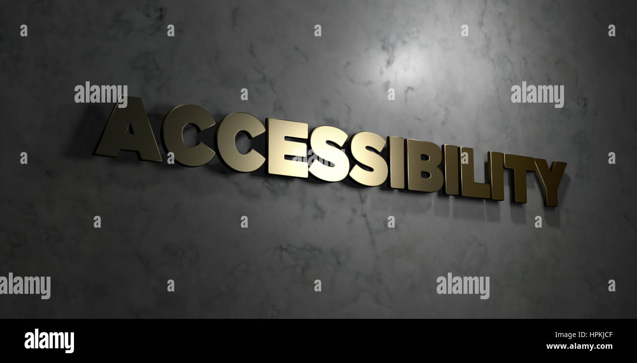Accessibility - Gold text on black background - 3D rendered royalty ...