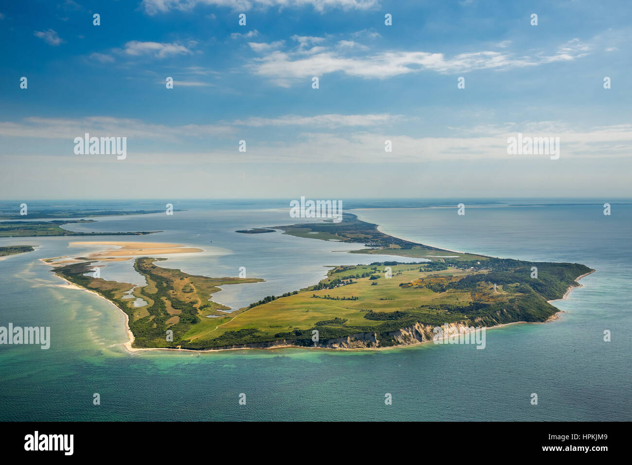 View from north to the island Hiddensee, island Hiddensee, Baltic coast ...