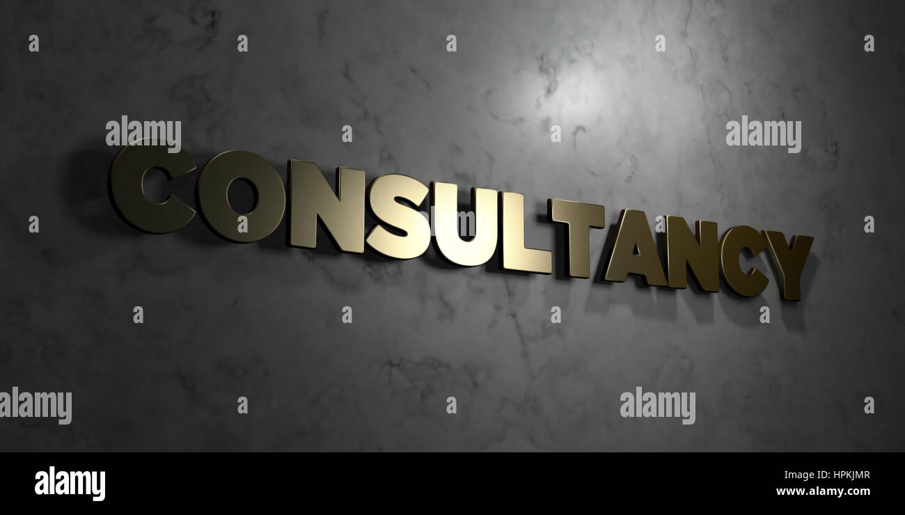 Consultancy - Gold text on black background - 3D rendered royalty free stock picture. This image ...