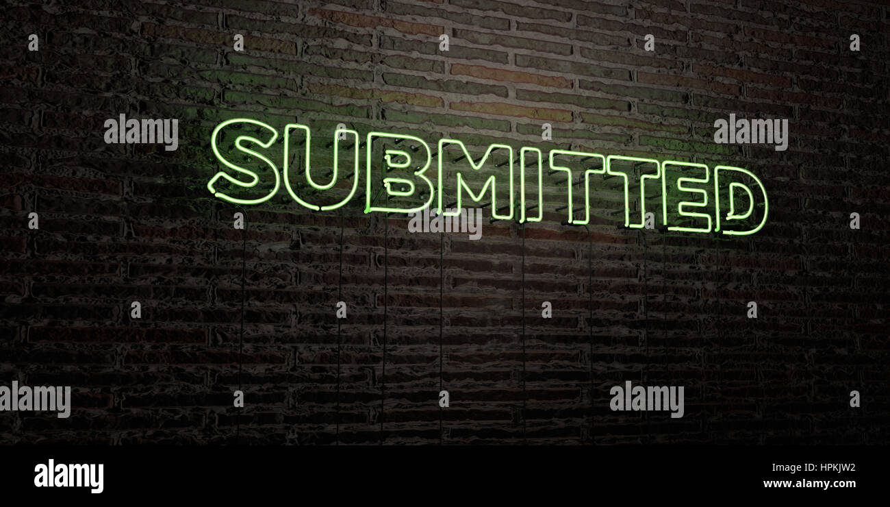 SUBMITTED -Realistic Neon Sign on Brick Wall background - 3D rendered ...