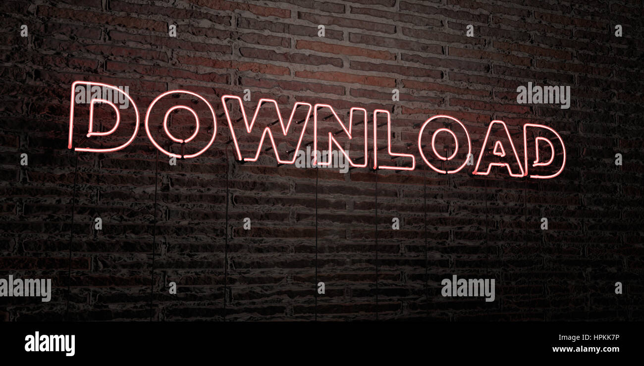 DOWNLOAD -Realistic Neon Sign on Brick Wall background - 3D rendered ...