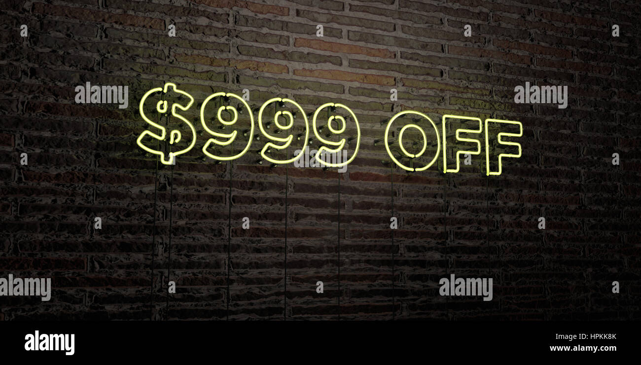 $999 OFF -Realistic Neon Sign on Brick Wall background - 3D rendered ...