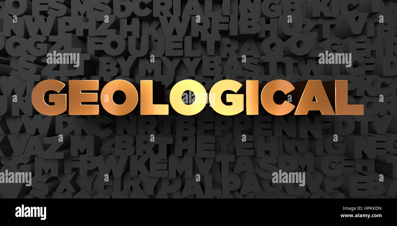 Geological - Gold text on black background - 3D rendered royalty free ...
