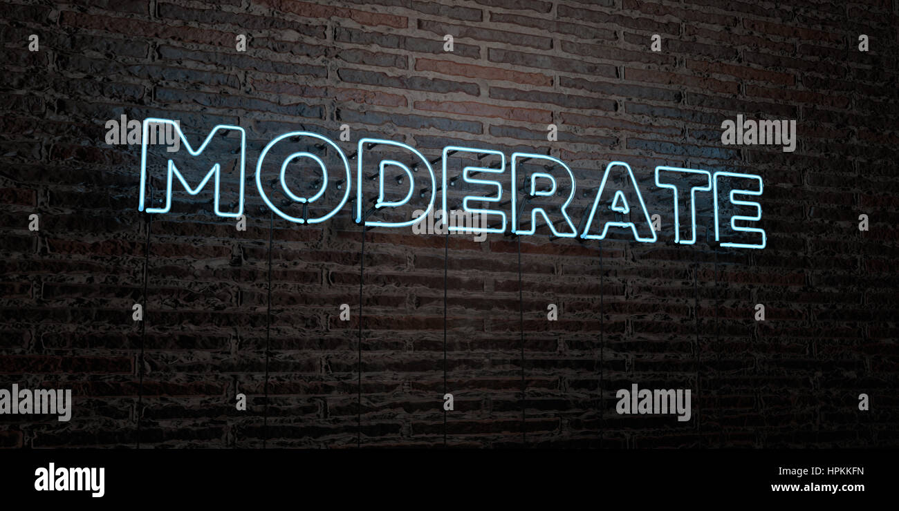 MODERATE -Realistic Neon Sign on Brick Wall background - 3D rendered ...