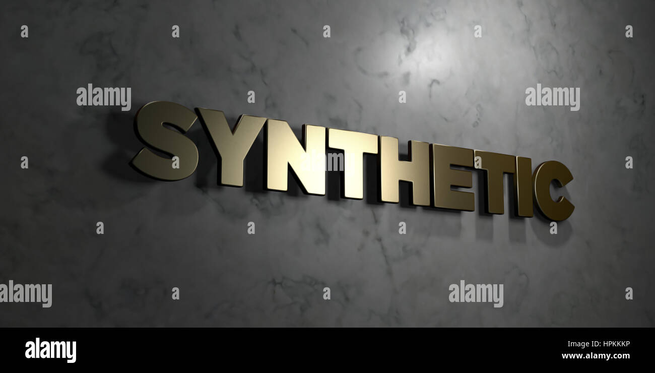 Synthetic - Gold text on black background - 3D rendered royalty free ...