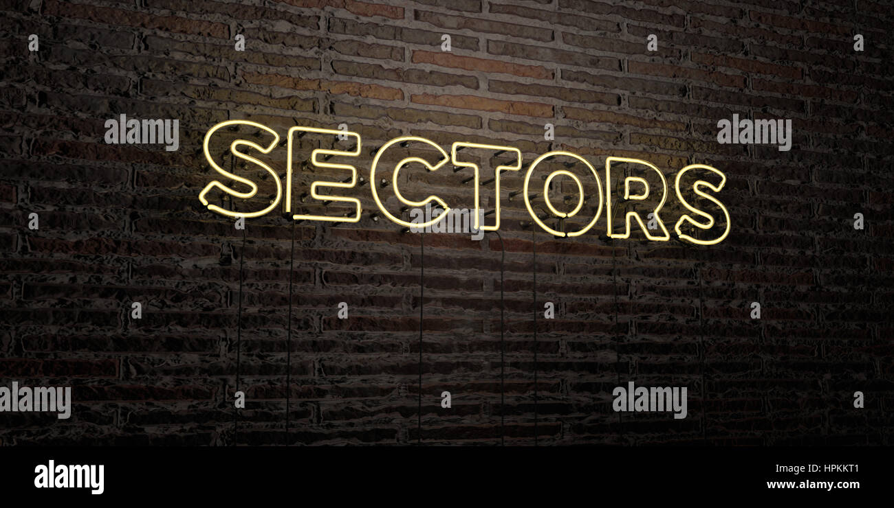 SECTORS -Realistic Neon Sign on Brick Wall background - 3D rendered ...