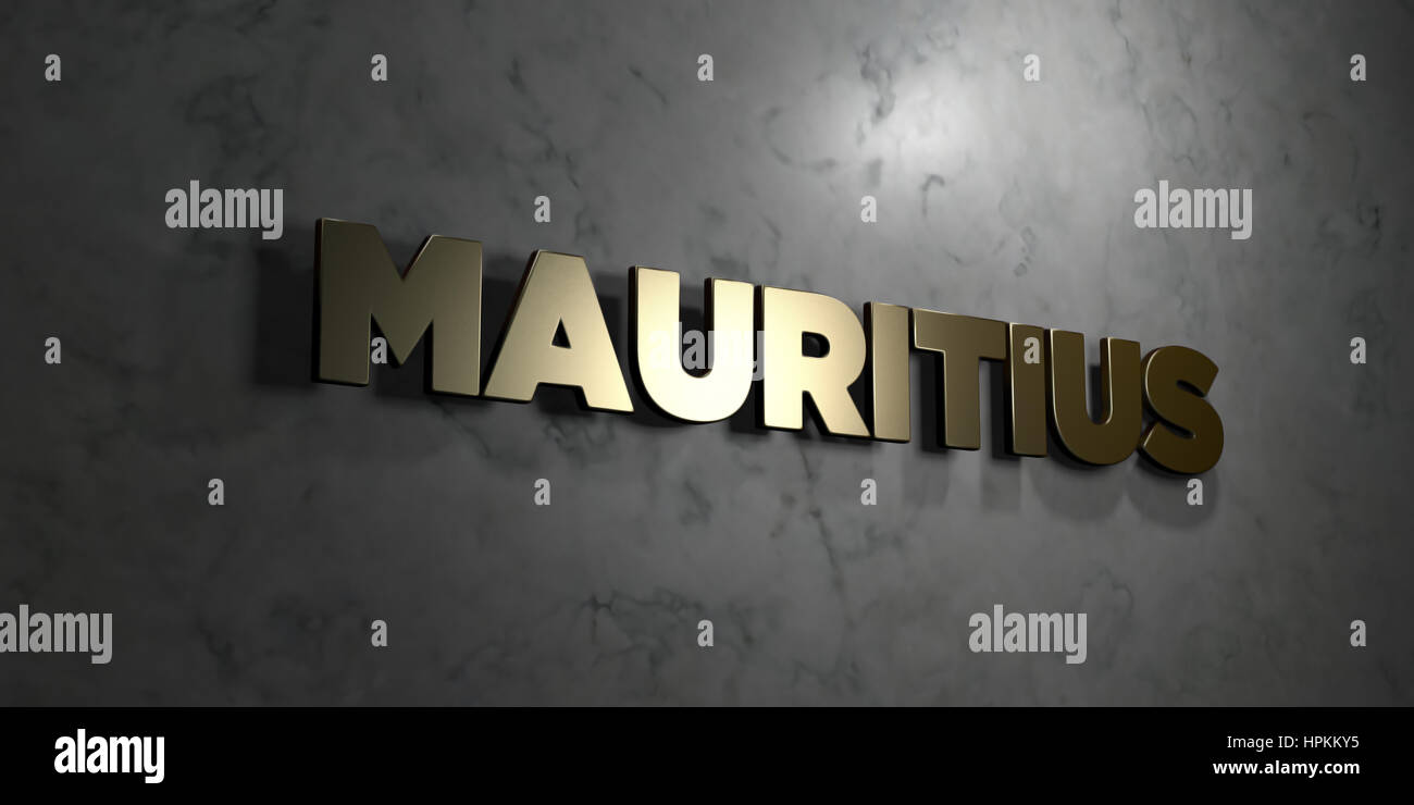 Mauritius - Gold text on black background - 3D rendered royalty free ...