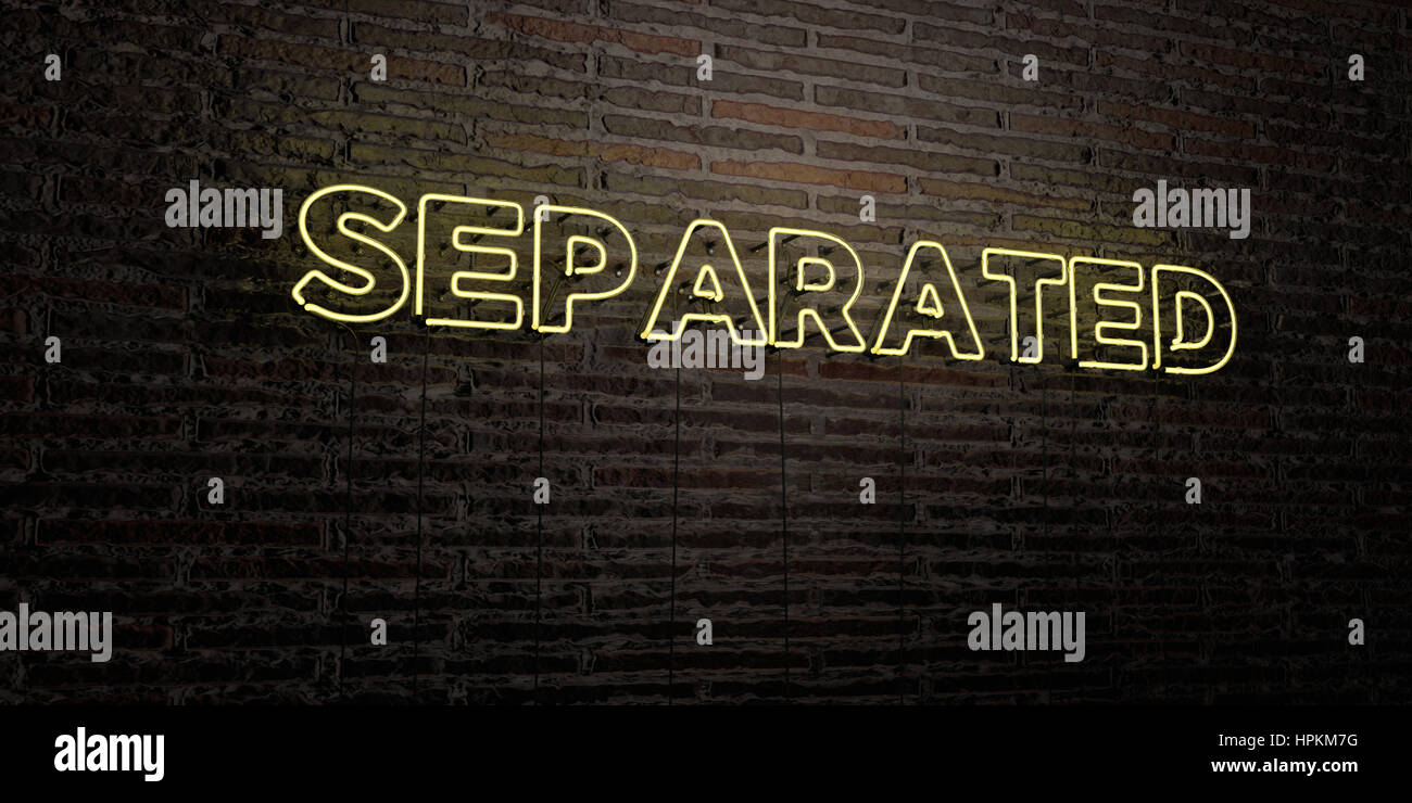 SEPARATED -Realistic Neon Sign on Brick Wall background - 3D rendered ...