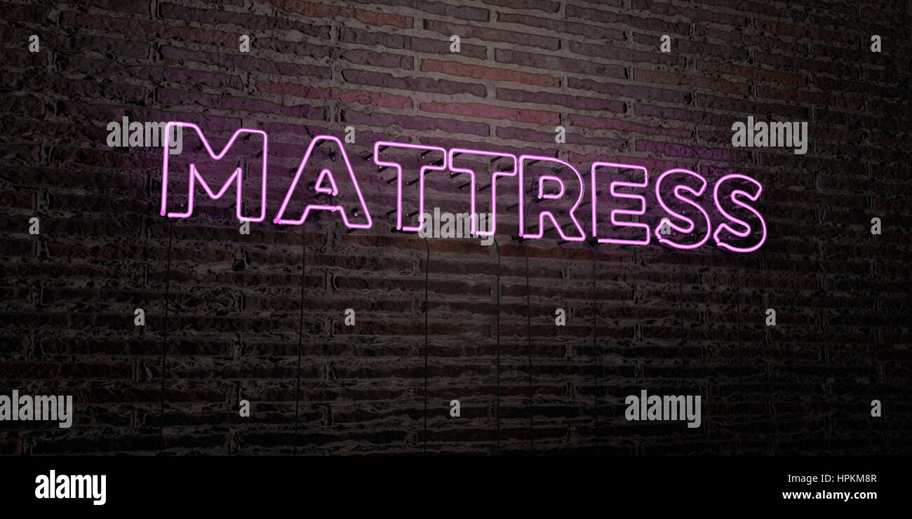 MATTRESS -Realistic Neon Sign on Brick Wall background - 3D rendered ...