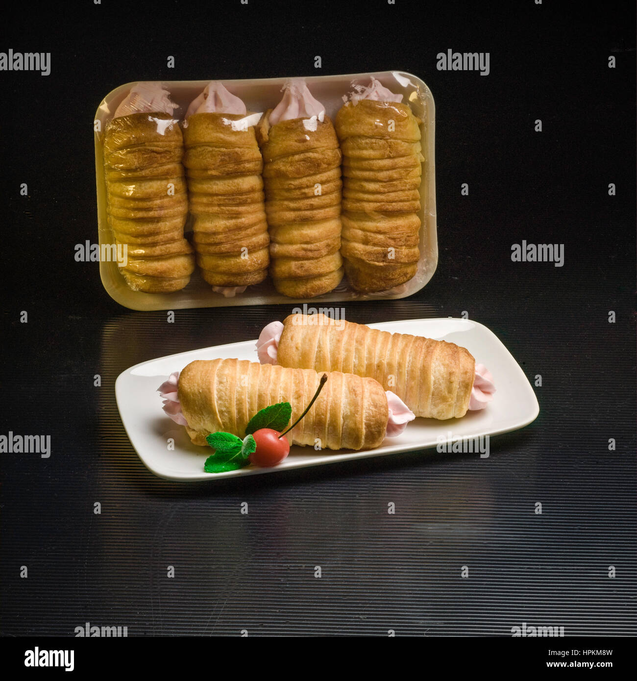 Bakery, baked goods. Lady Fingers, dessert shells, packaging Stock ...