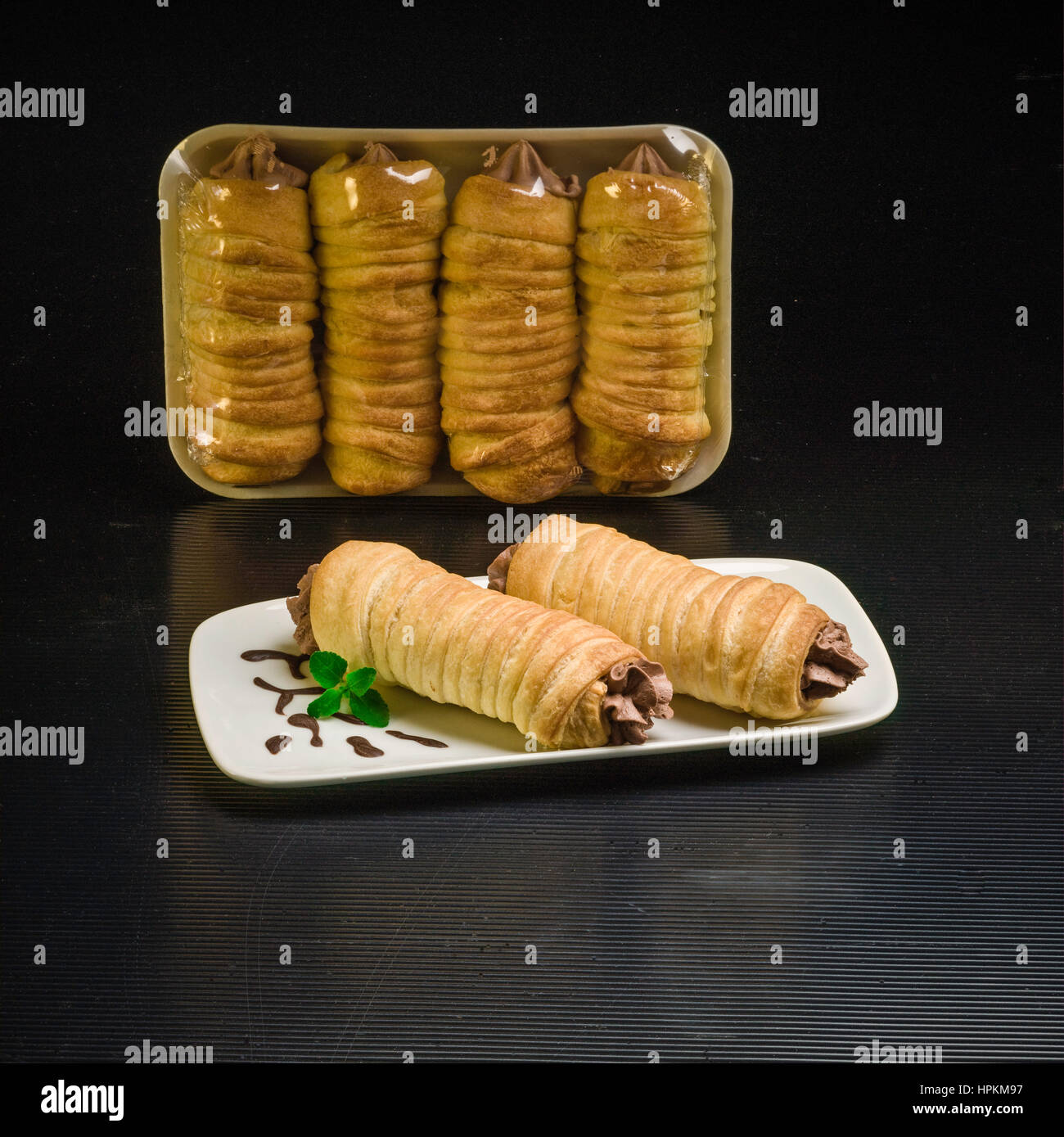 Bakery, baked goods. Lady Fingers, dessert shells, packaging Stock ...