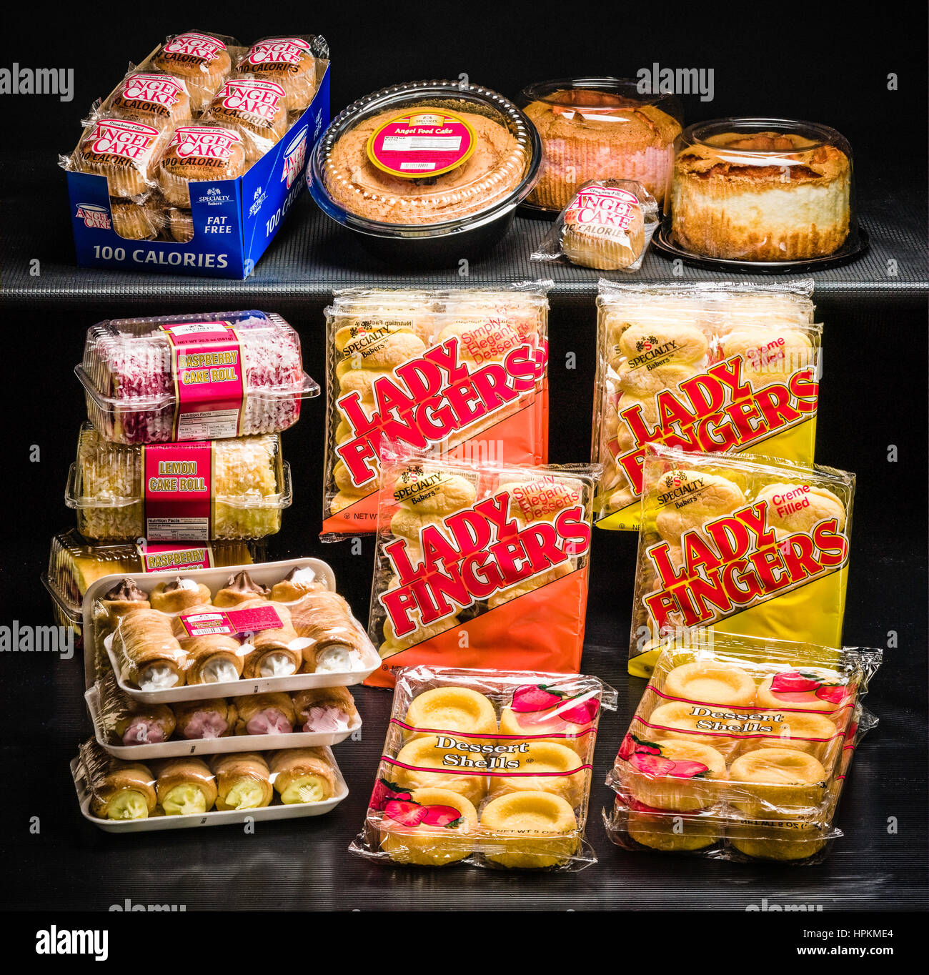Bakery, baked goods. Lady Fingers, dessert shells, packaging Stock ...