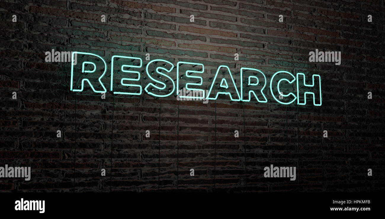 RESEARCH -Realistic Neon Sign on Brick Wall background - 3D rendered ...