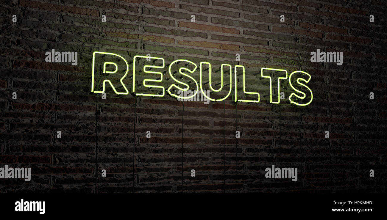 RESULTS -Realistic Neon Sign on Brick Wall background - 3D rendered ...