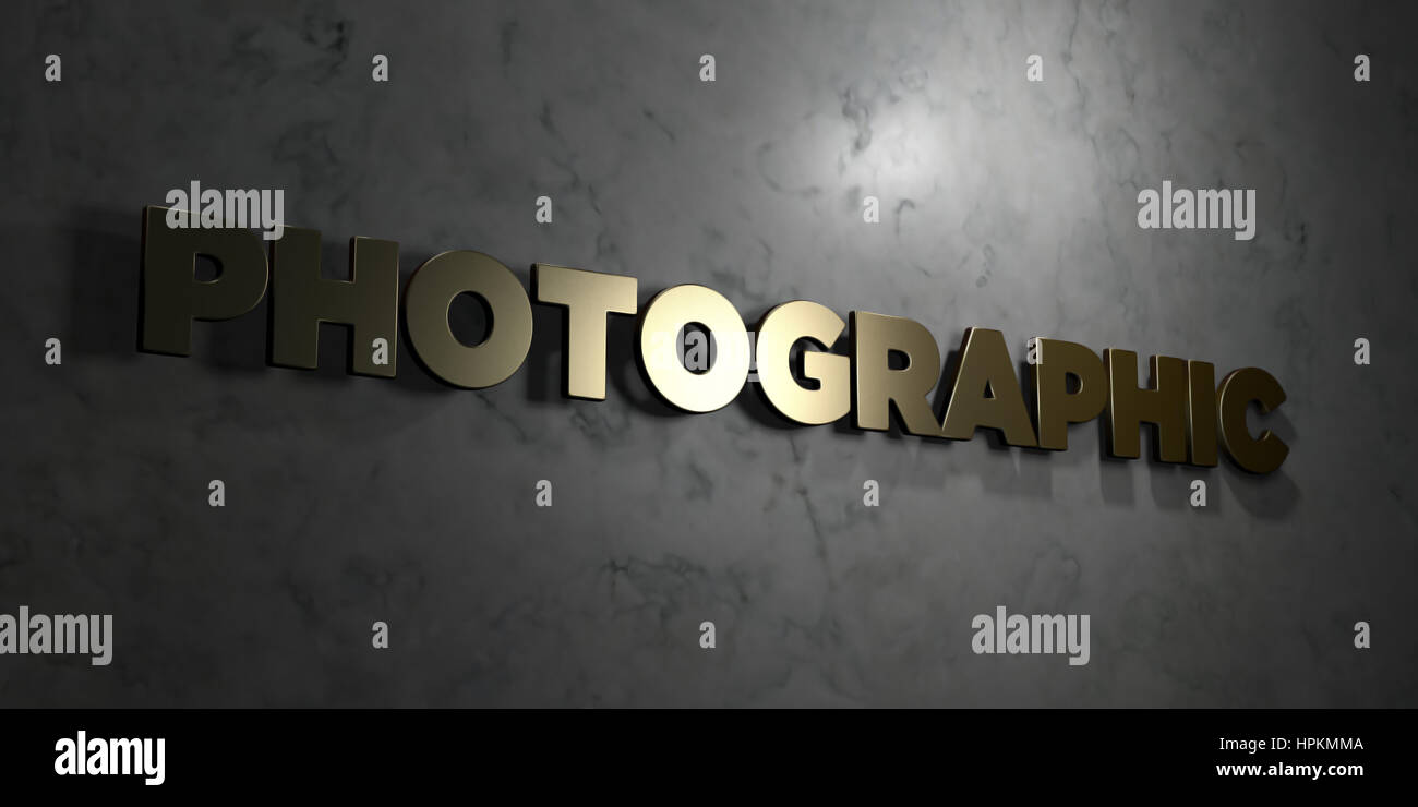 Photographic - Gold text on black background - 3D rendered royalty free ...