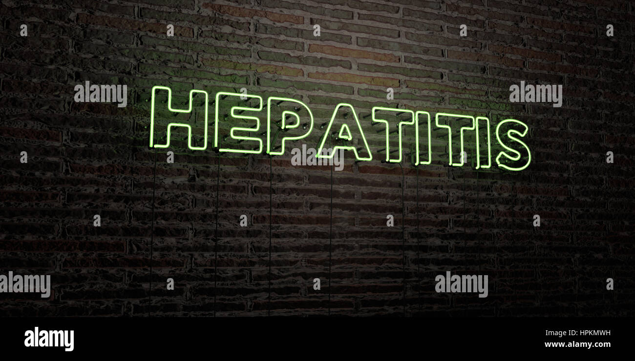 HEPATITIS -Realistic Neon Sign on Brick Wall background - 3D rendered ...
