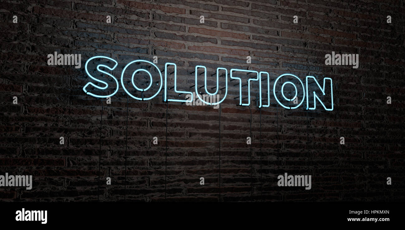 SOLUTION -Realistic Neon Sign on Brick Wall background - 3D rendered ...