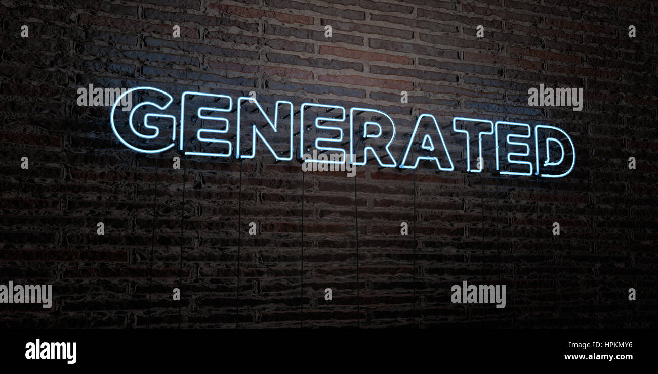 GENERATED -Realistic Neon Sign on Brick Wall background - 3D rendered ...