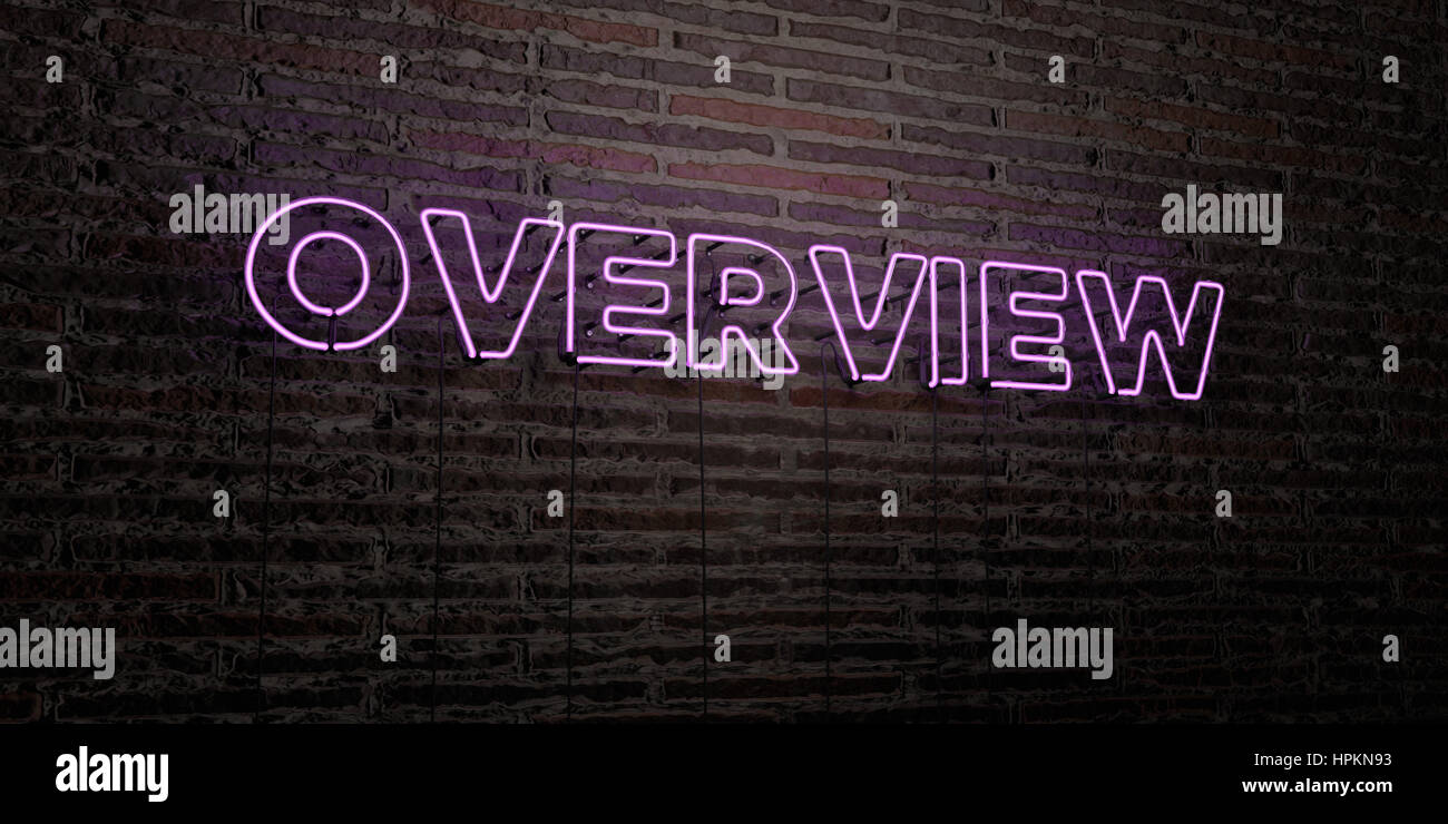 OVERVIEW -Realistic Neon Sign on Brick Wall background - 3D rendered ...