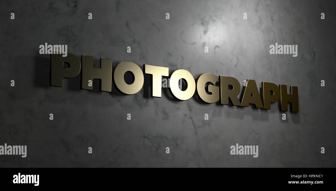 Photograph - Gold text on black background - 3D rendered royalty free ...
