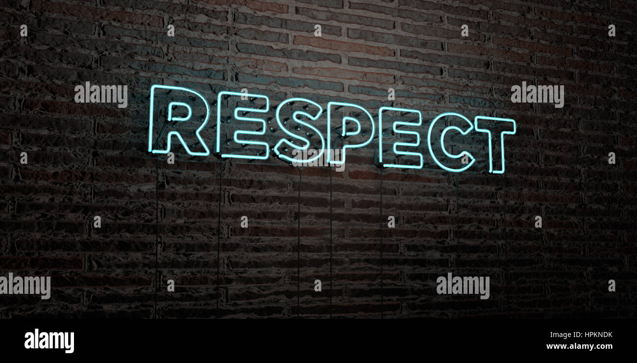 RESPECT -Realistic Neon Sign on Brick Wall background - 3D rendered ...