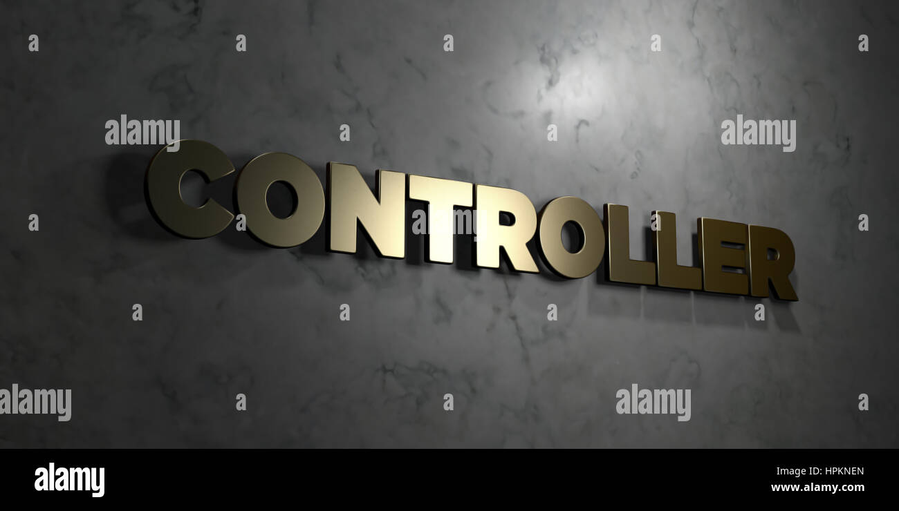 Controller - Gold text on black background - 3D rendered royalty free ...