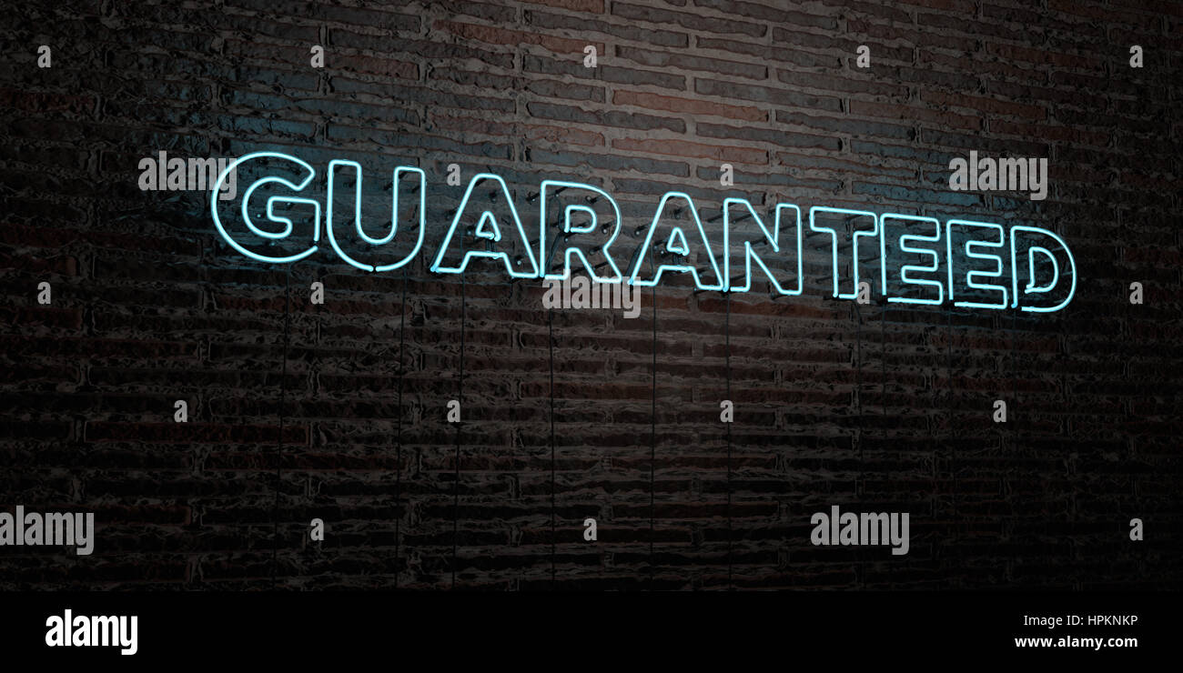 GUARANTEED -Realistic Neon Sign on Brick Wall background - 3D rendered ...