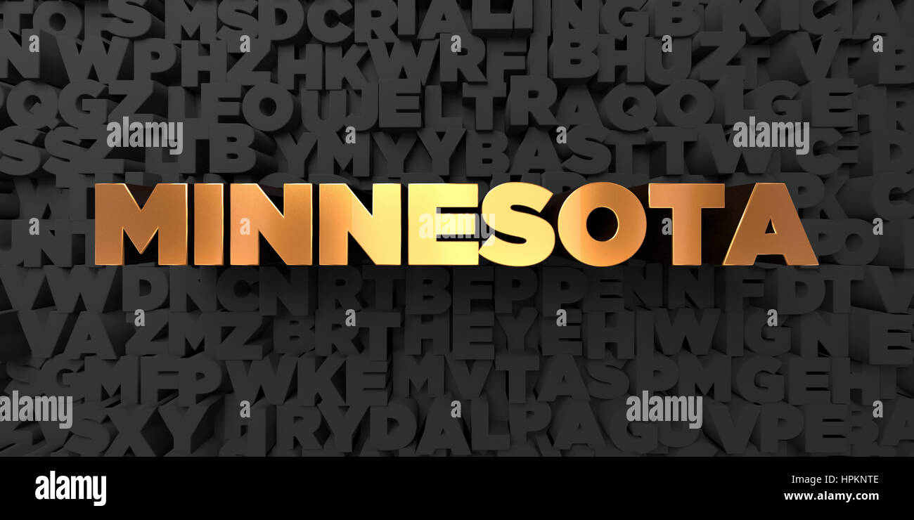 Minnesota - Gold text on black background - 3D rendered royalty free ...