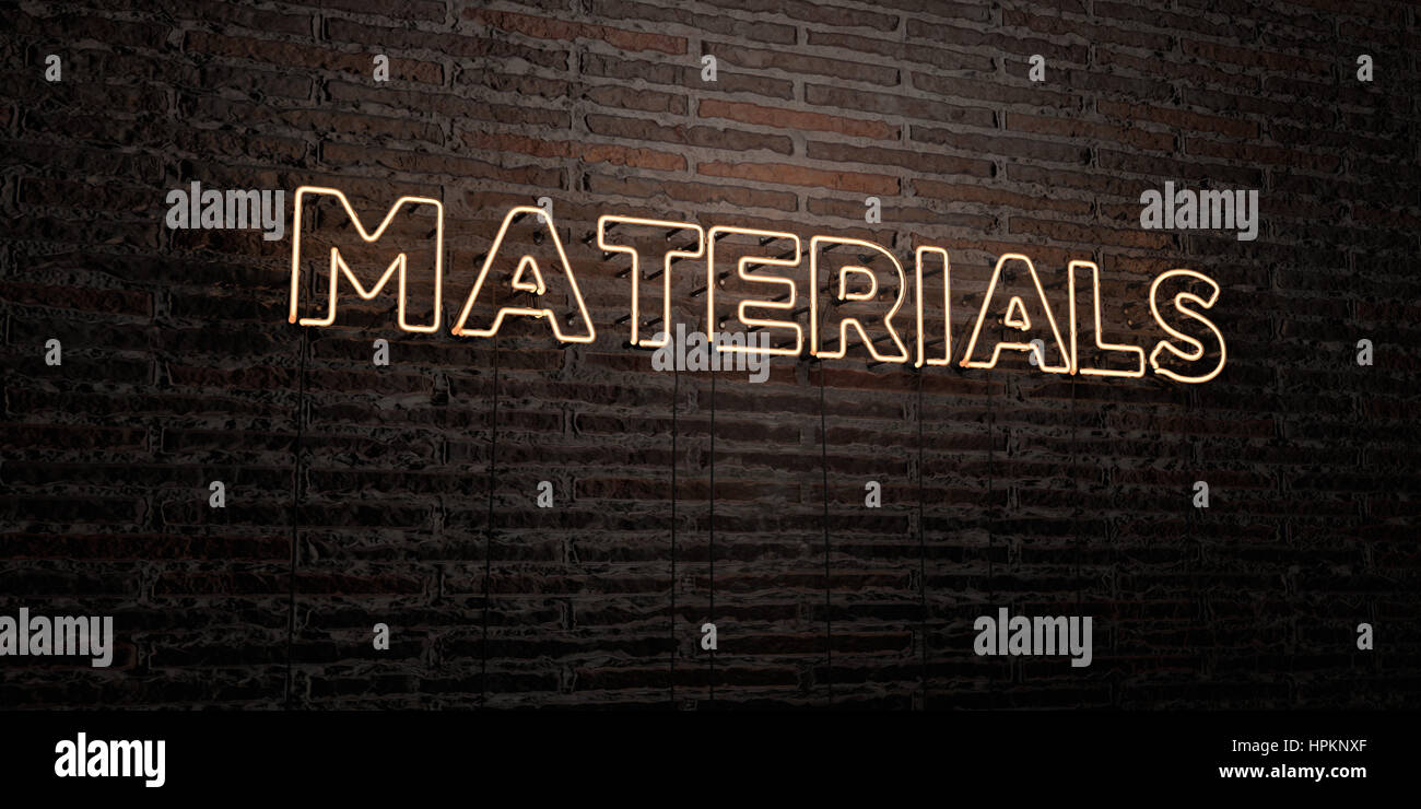 MATERIALS -Realistic Neon Sign on Brick Wall background - 3D rendered ...