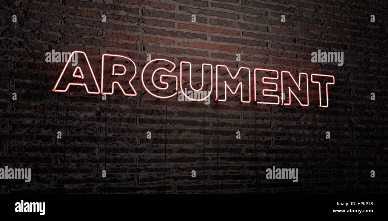 ARGUMENT -Realistic Neon Sign on Brick Wall background - 3D rendered ...