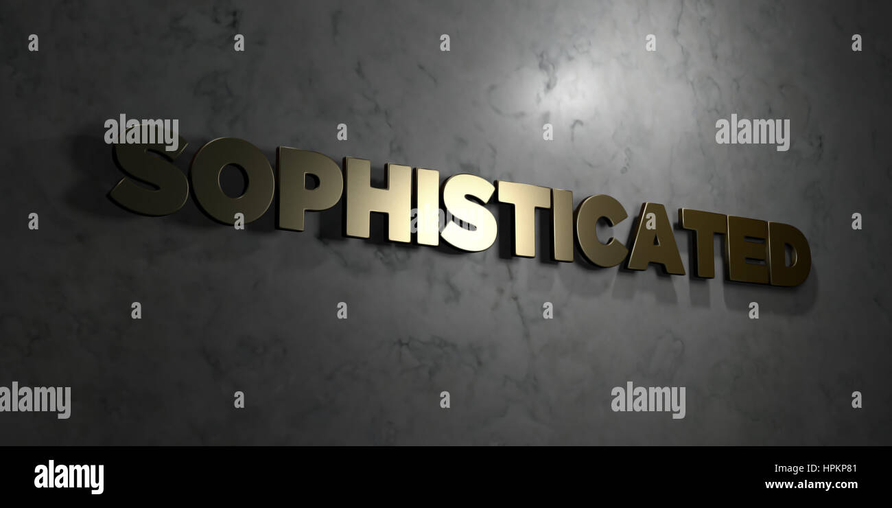 Sophisticated - Gold text on black background - 3D rendered royalty ...