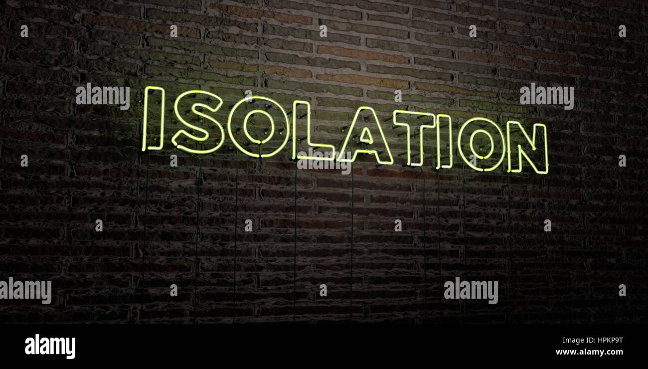 ISOLATION -Realistic Neon Sign on Brick Wall background - 3D rendered ...