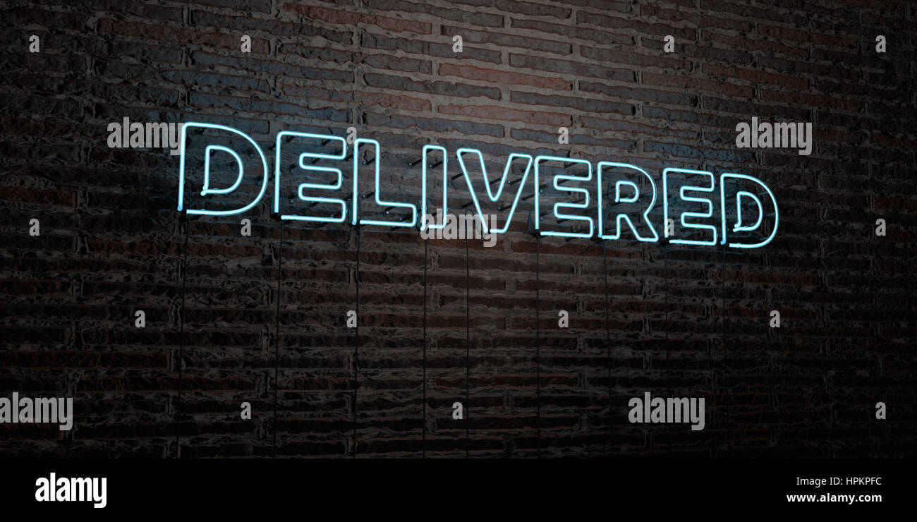 DELIVERED -Realistic Neon Sign on Brick Wall background - 3D rendered ...