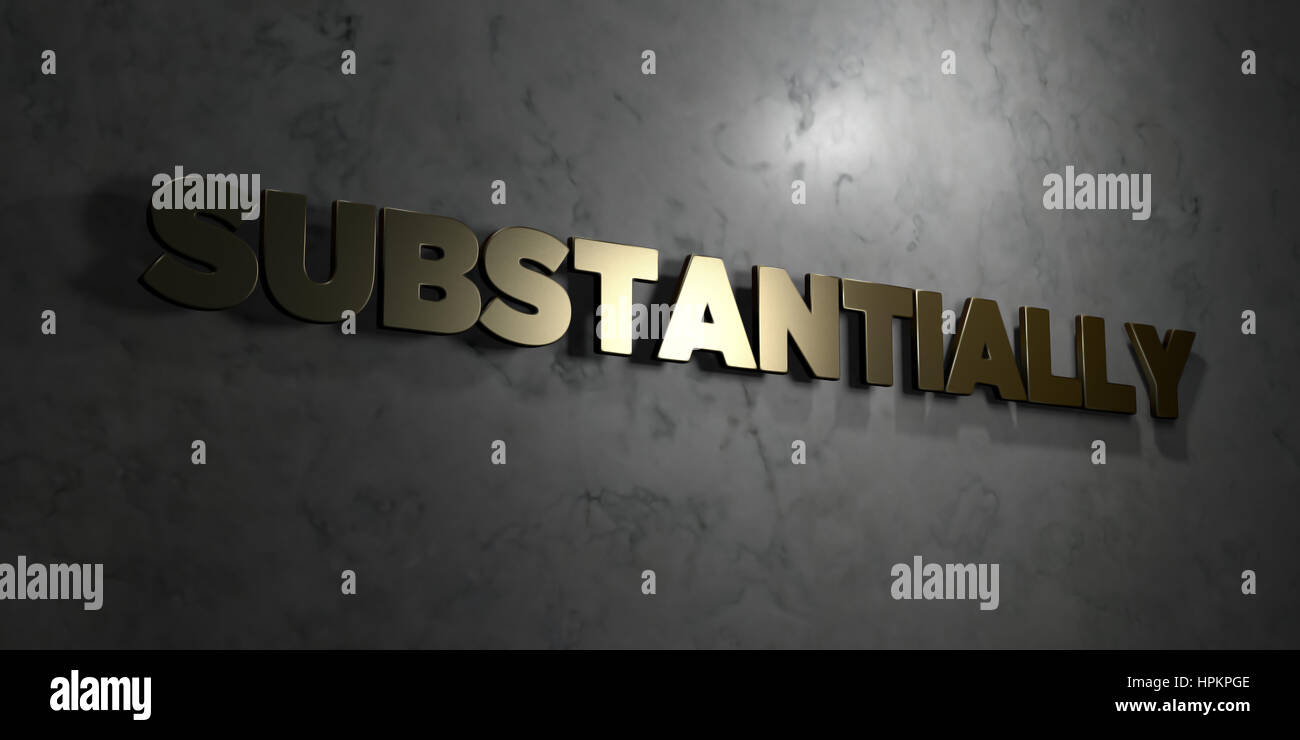Substantially - Gold text on black background - 3D rendered royalty ...