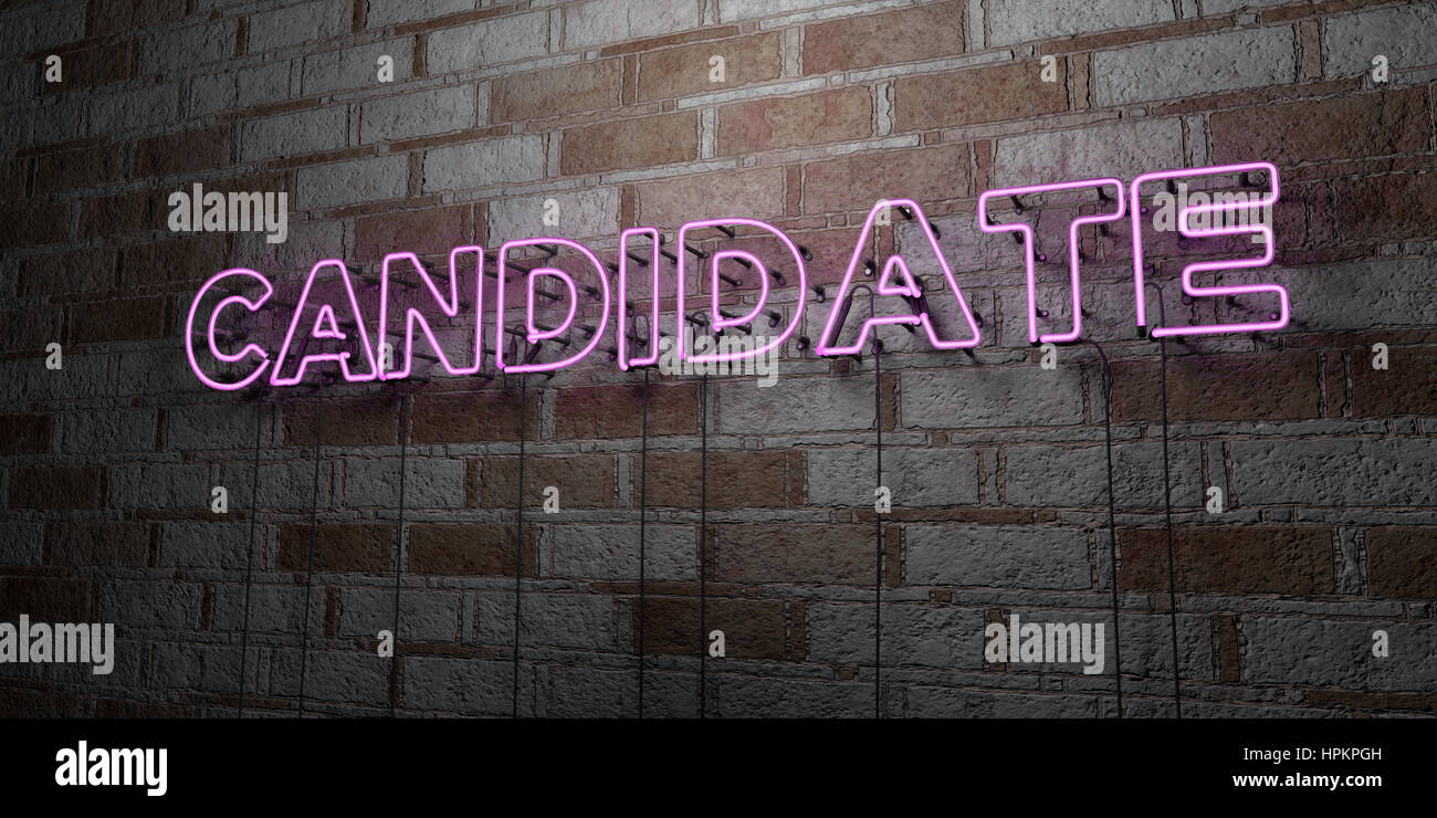 CANDIDATE - Glowing Neon Sign on stonework wall - 3D rendered royalty ...