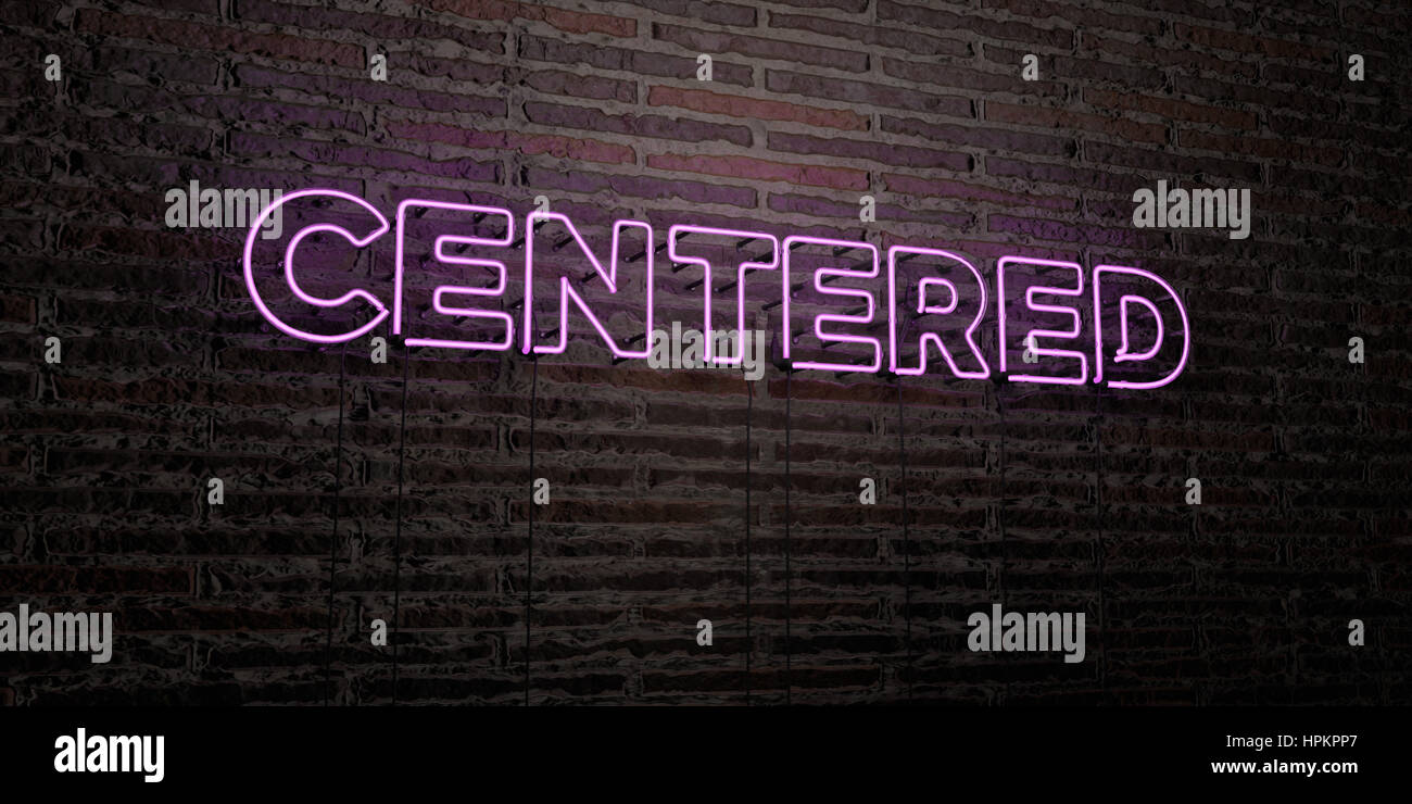 CENTERED -Realistic Neon Sign on Brick Wall background - 3D rendered ...