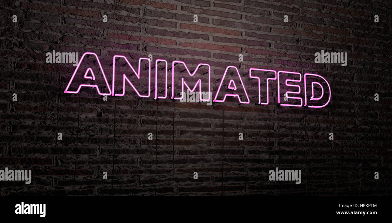 ANIMATED -Realistic Neon Sign on Brick Wall background - 3D rendered ...