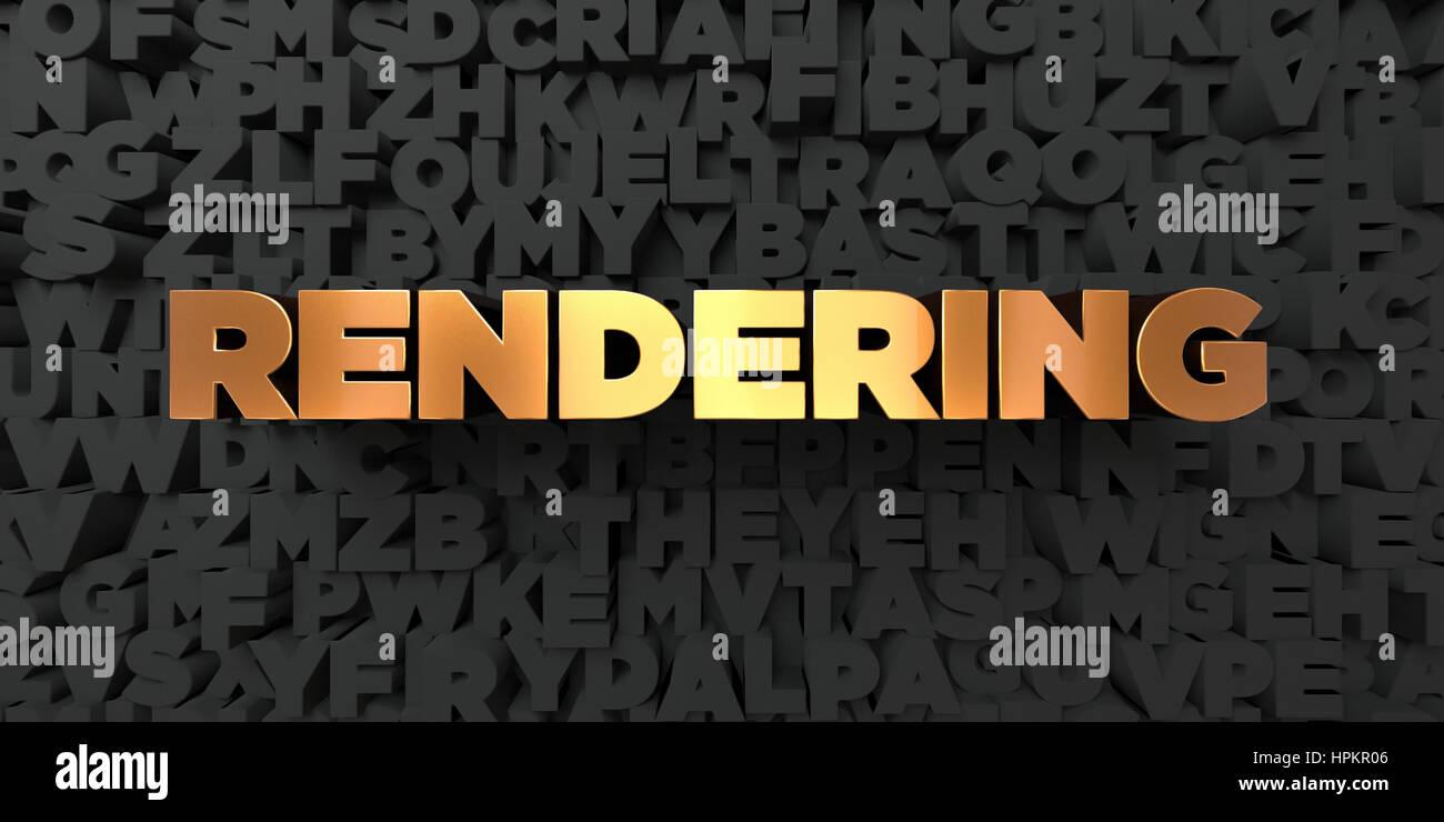 Rendering - Gold text on black background - 3D rendered royalty free ...