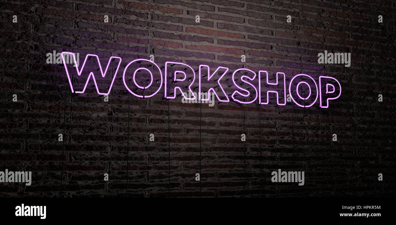 WORKSHOP -Realistic Neon Sign on Brick Wall background - 3D rendered ...