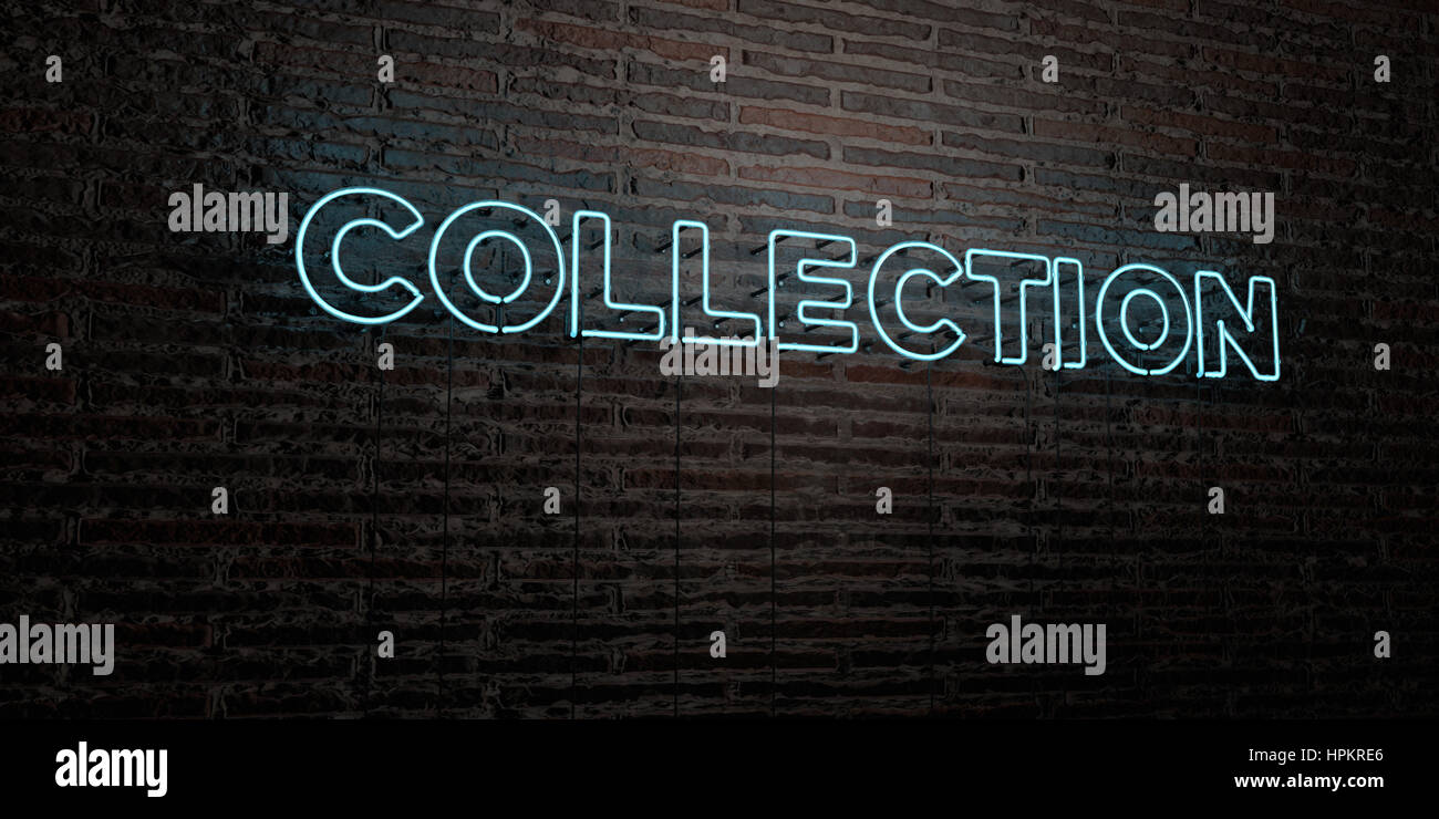 COLLECTION -Realistic Neon Sign on Brick Wall background - 3D rendered ...
