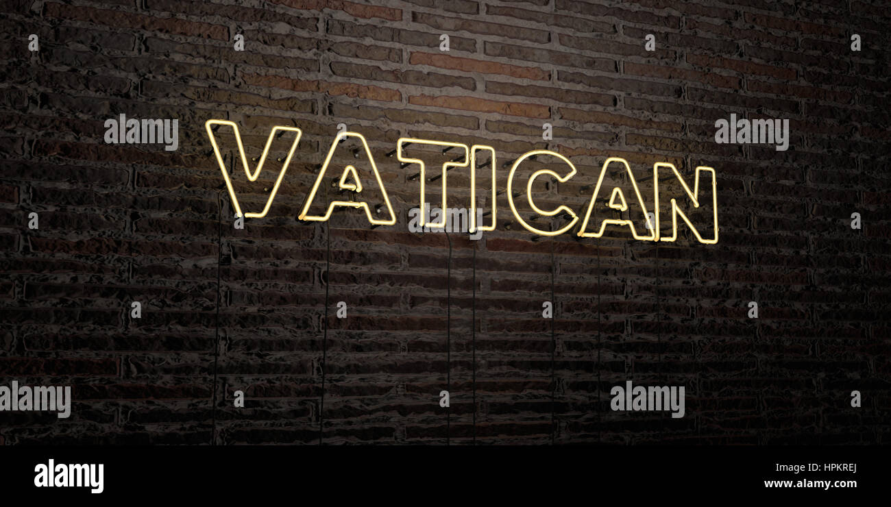 VATICAN -Realistic Neon Sign on Brick Wall background - 3D rendered ...
