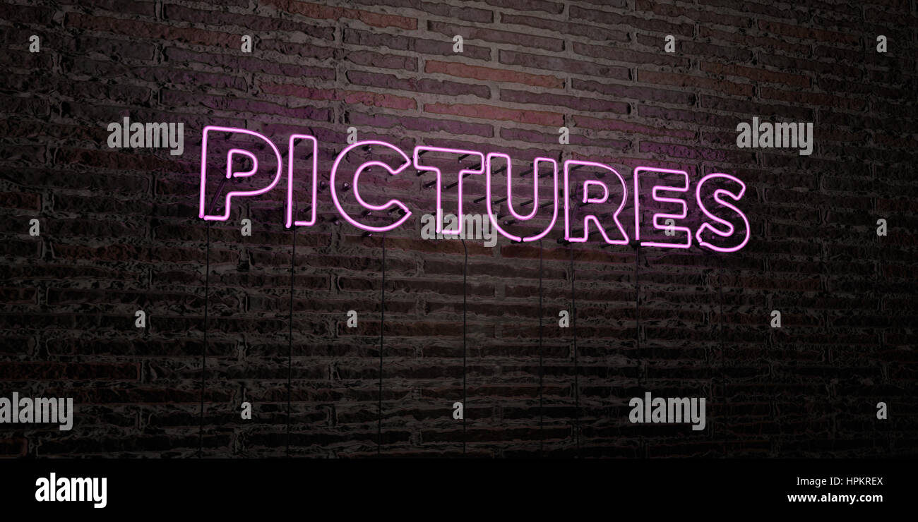 PICTURES -Realistic Neon Sign on Brick Wall background - 3D rendered ...