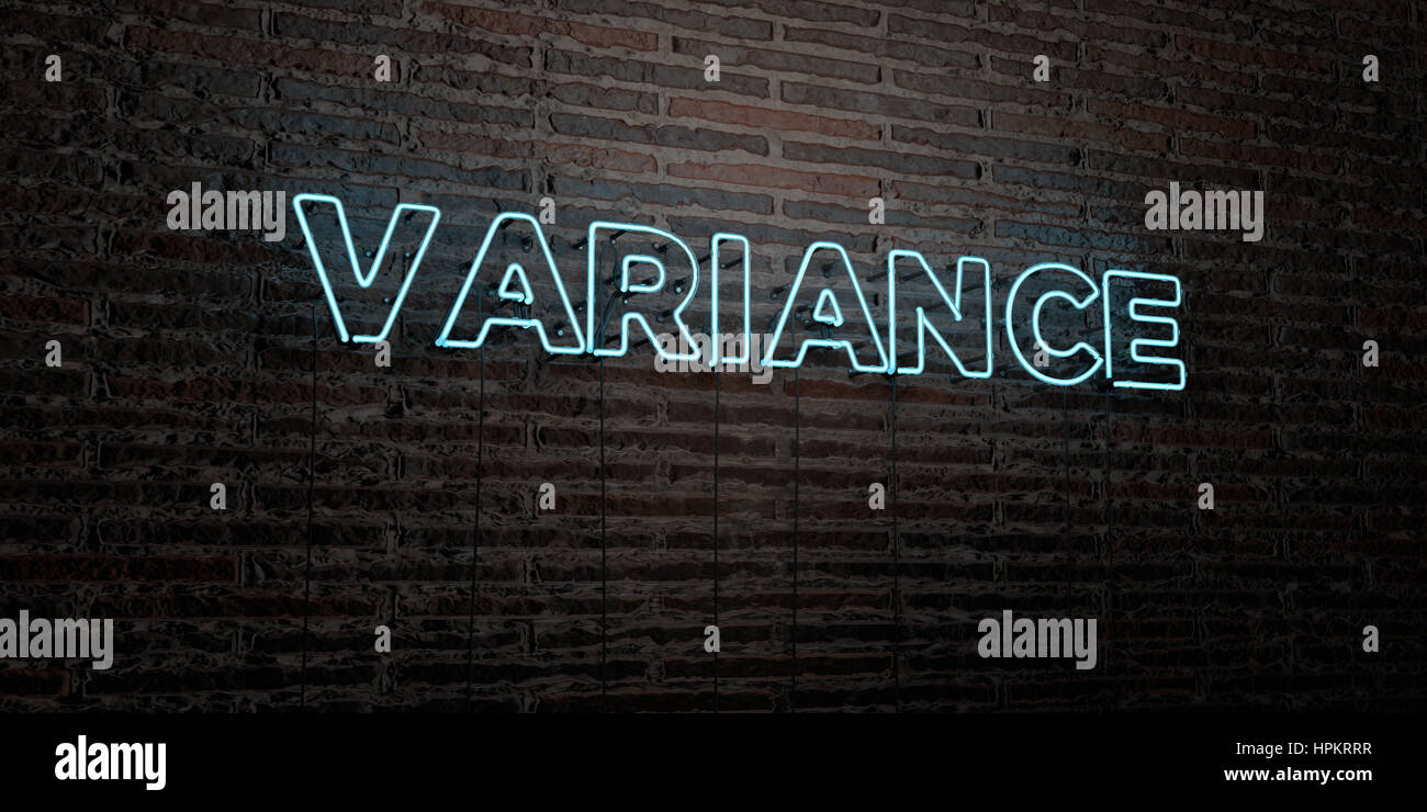 VARIANCE -Realistic Neon Sign on Brick Wall background - 3D rendered ...