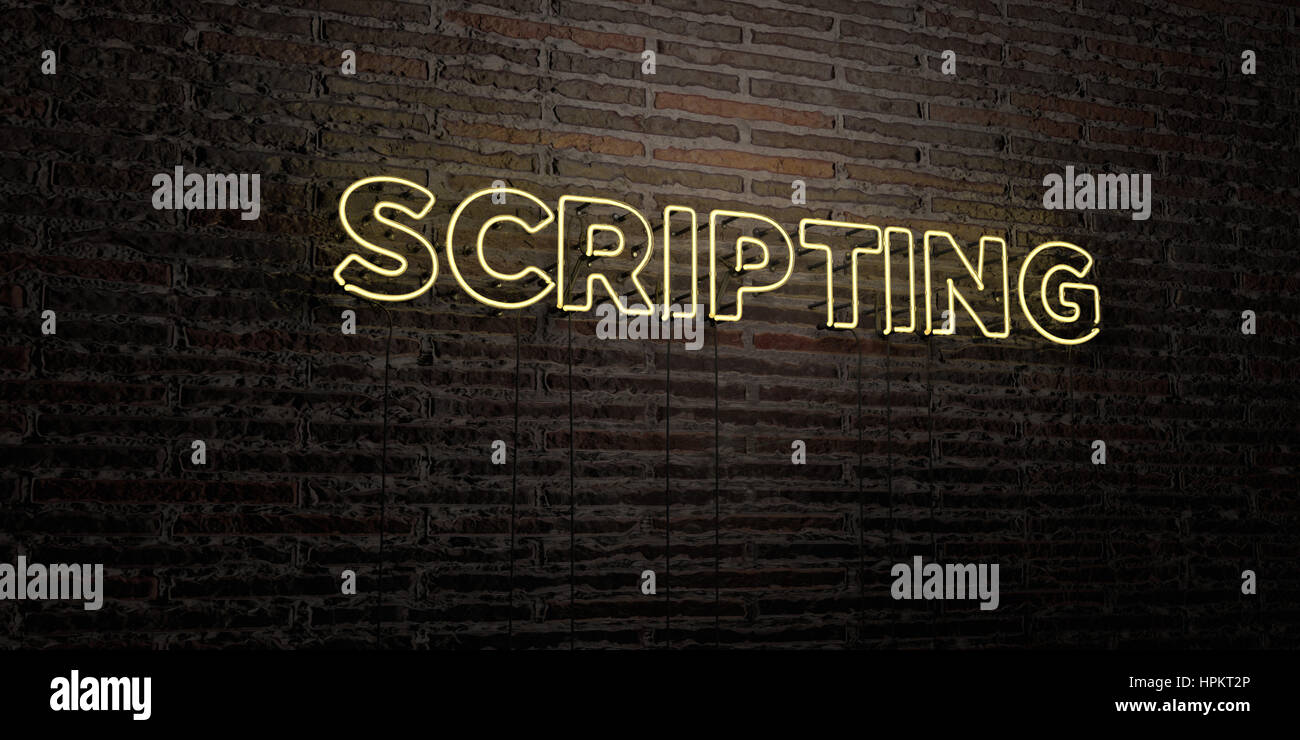 SCRIPTING -Realistic Neon Sign on Brick Wall background - 3D rendered ...